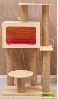 Wooden TV Box Design Stylish Cat Tree Pine Wood Cat Condo | DDhouse ...