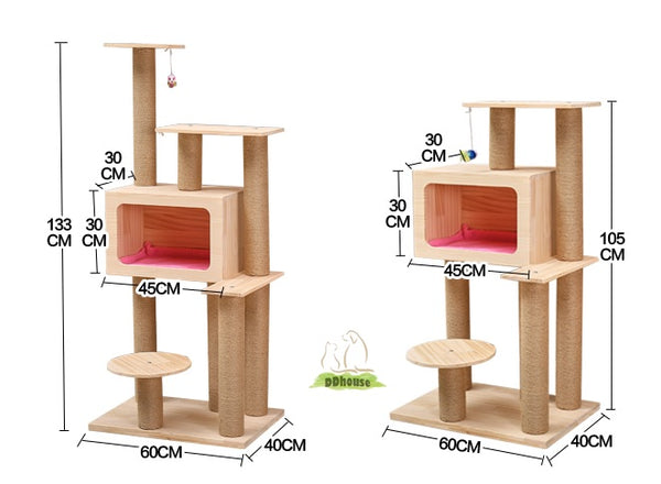 Wooden TV Box Design Stylish Cat Tree Pine Wood Cat Condo | DDhouse ...